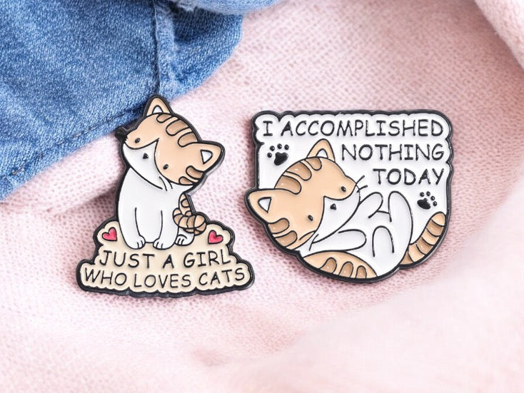 Pin's Broche Email | Bande dessinée Chat Humour | Rose Girly Féminin ...