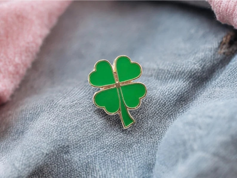 Pin's Broche Email | Trèfle chanceux | Vert | 4 feuilles de trèfle | K ...